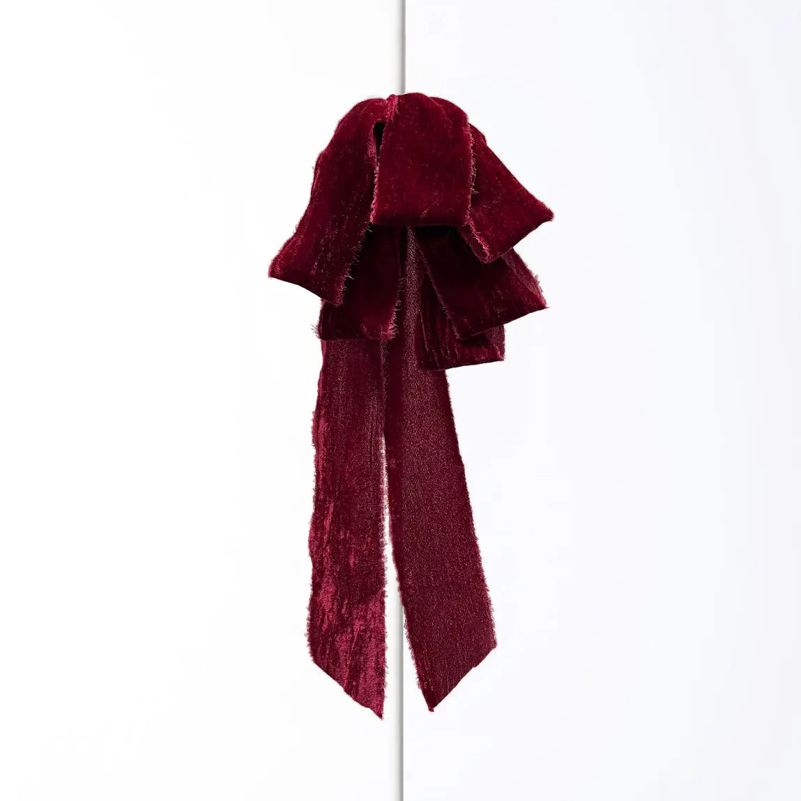 Burgundy Red Raw Edge Silk Velvet Bow - Lux Drape Loop Christmas | 12 ...