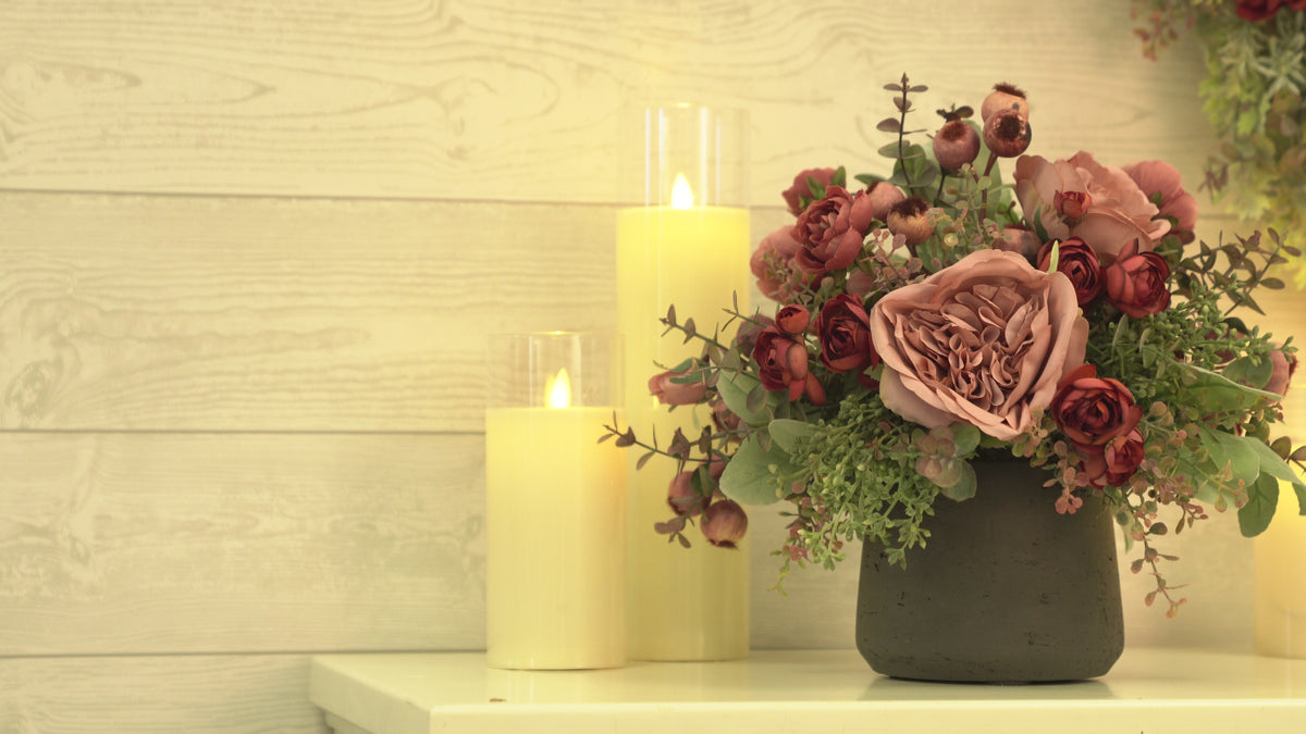 Tall Moving Flameless LED Cream Glass Pillar Candles with Remote - Set ...